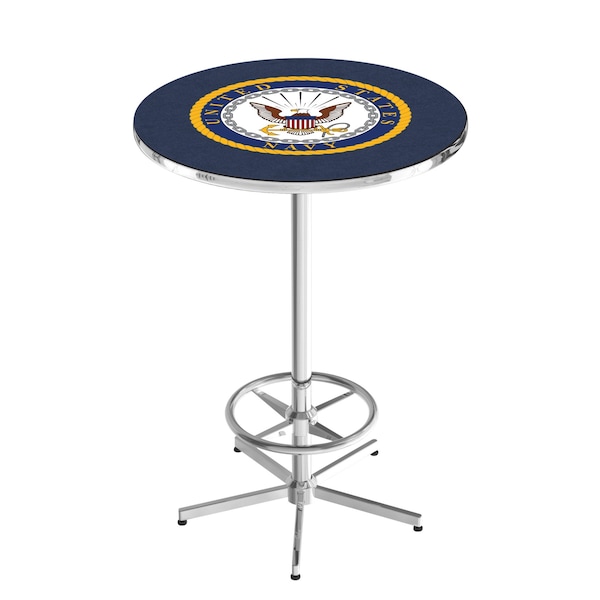 Holland Bar Stool Co 42" Chrome U.S. Navy Pub Table L216C4228Navy | Zoro